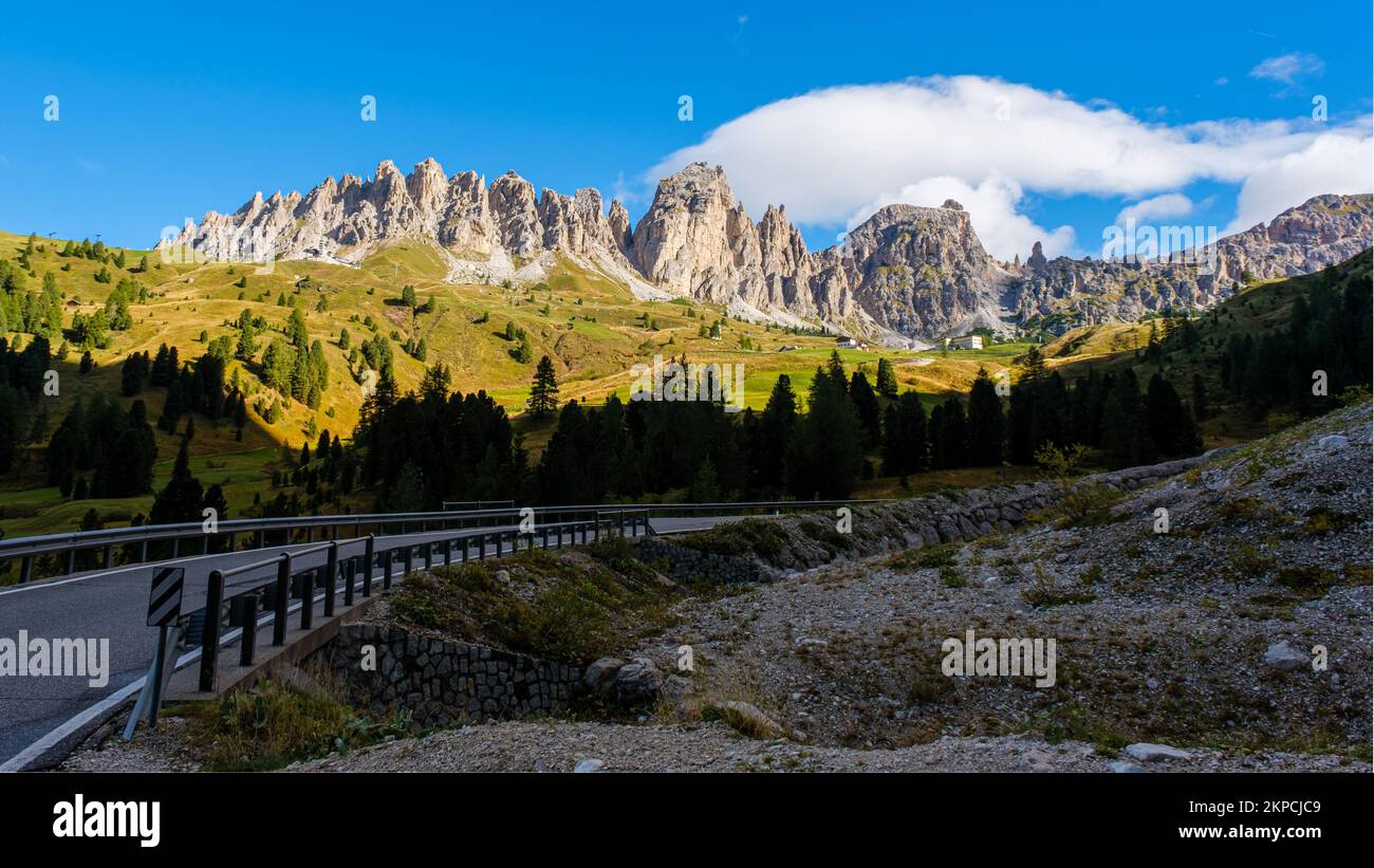 Great mountain range in the Dolomites mountains with great light ...