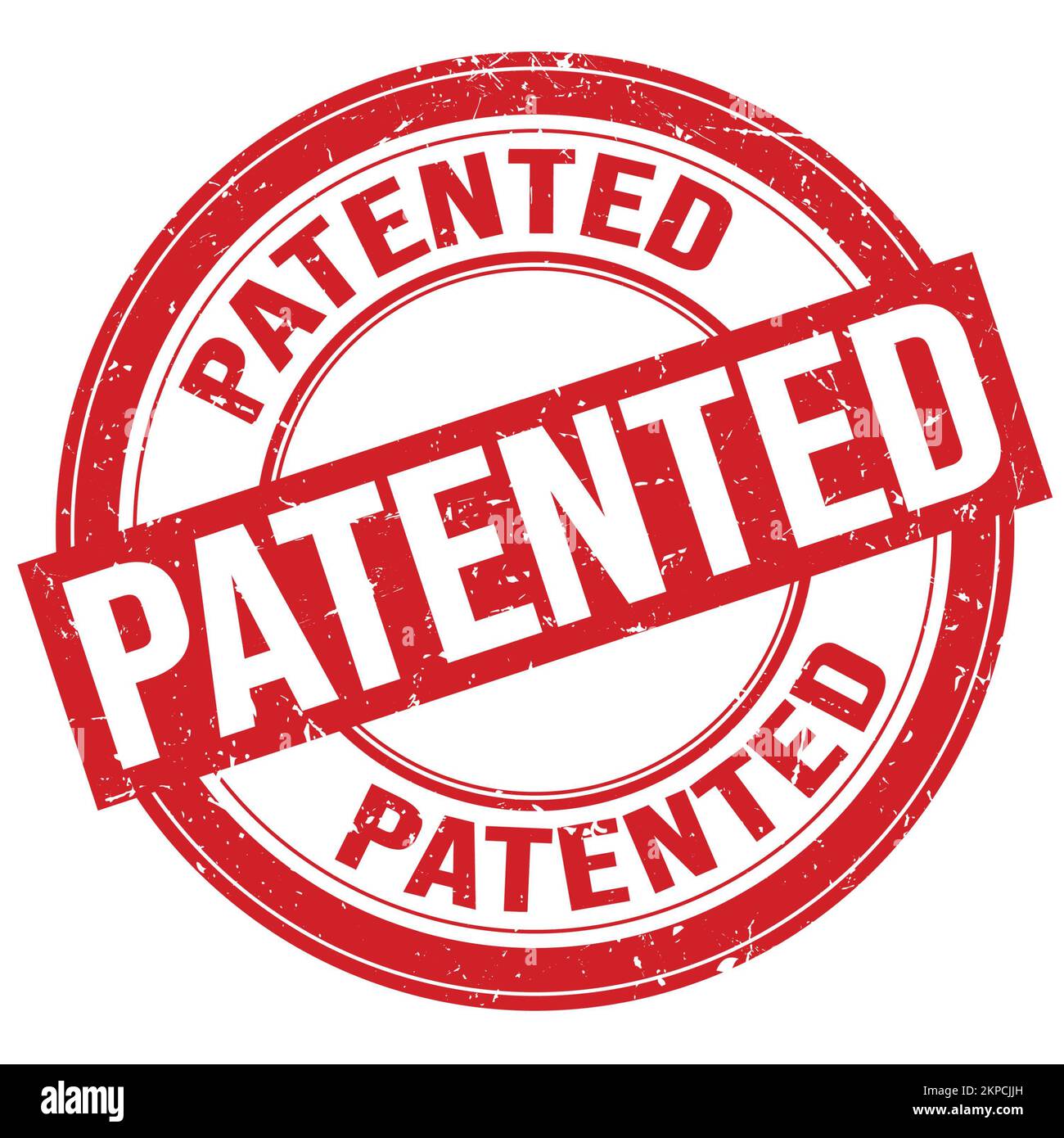 PATENTED text written on red round grungy stamp sign Stock Photo - Alamy