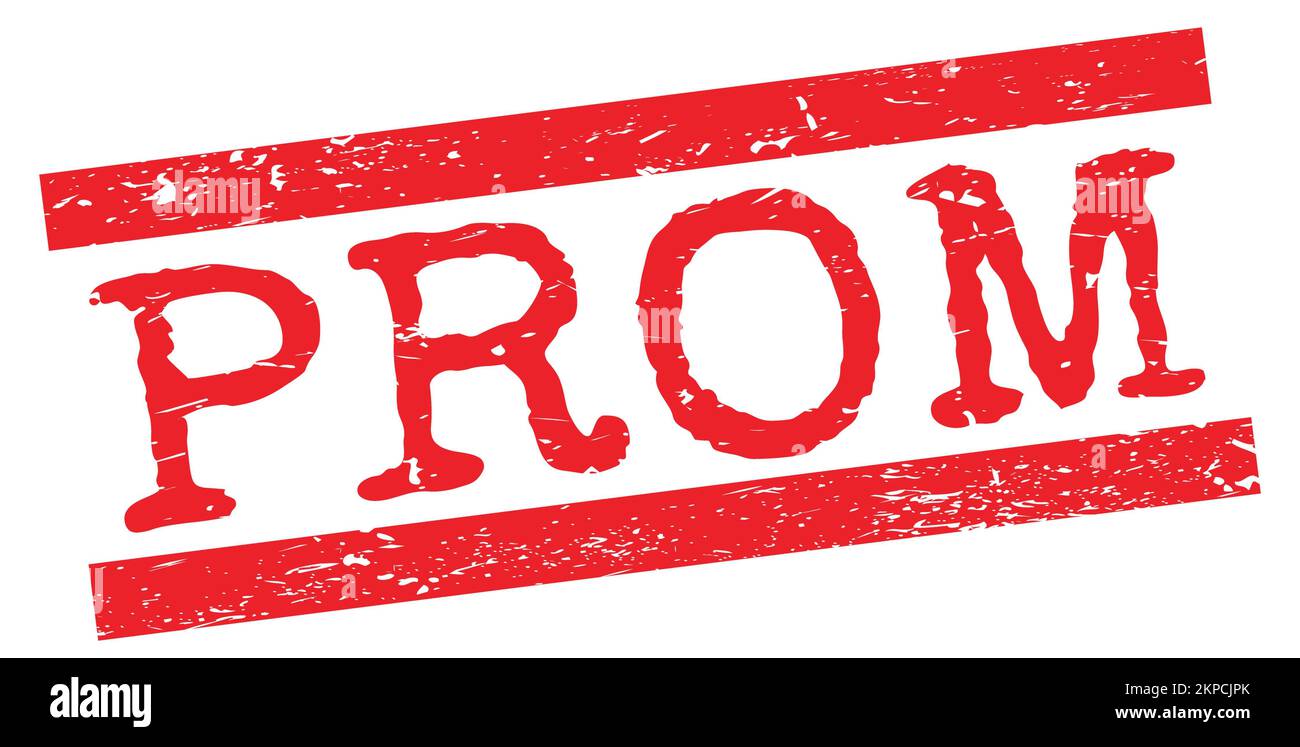 PROM text written on red grungy lines stamp sign Stock Photo - Alamy