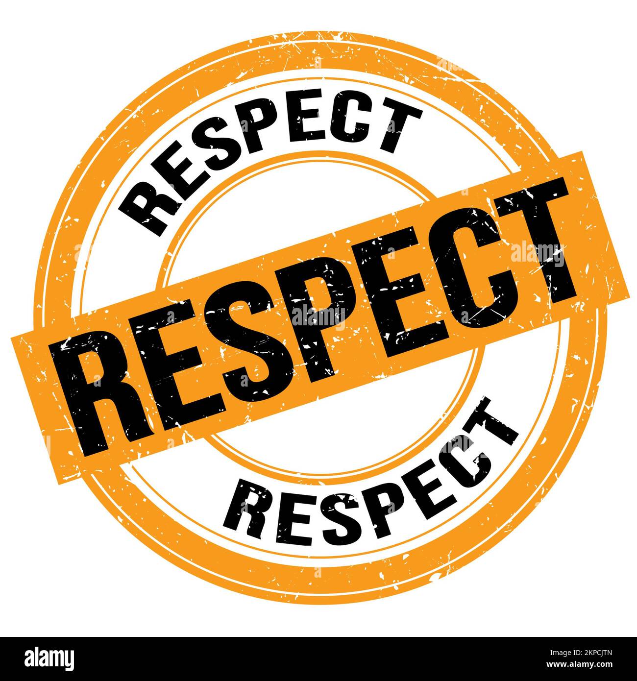 RESPECT text written on orange-black round grungy stamp sign Stock ...