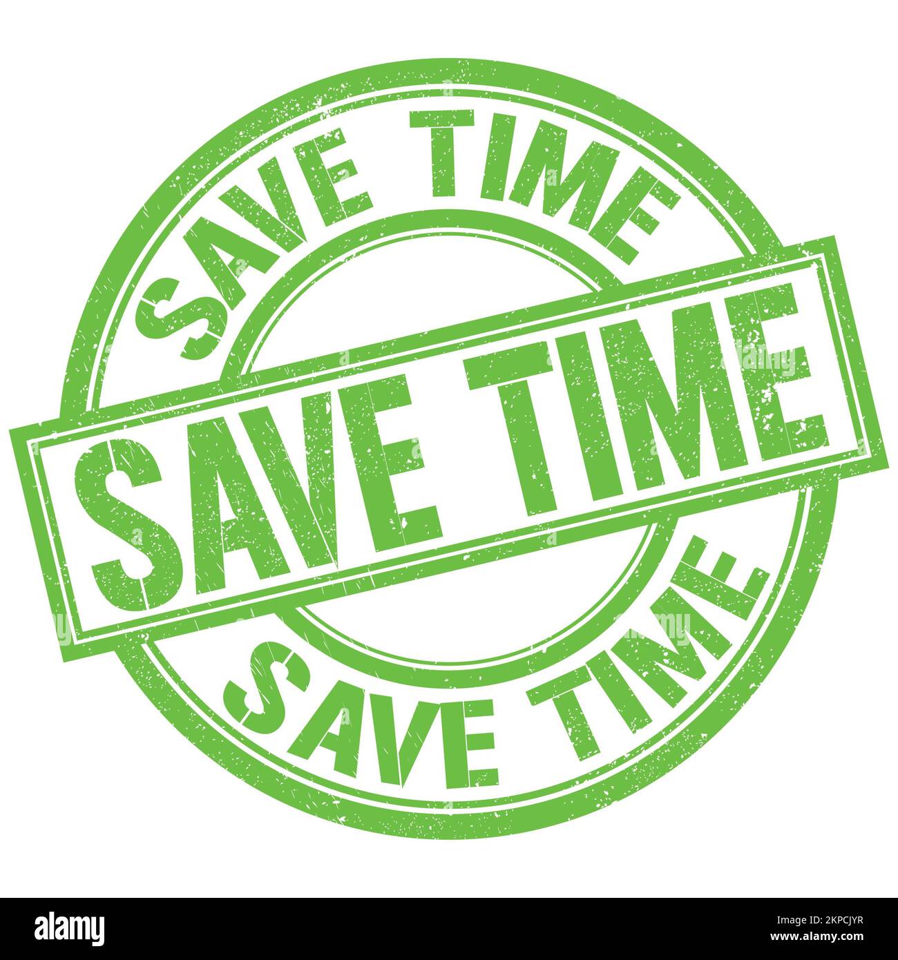 SAVE TIME text written word on green round stamp sign Stock Photo - Alamy