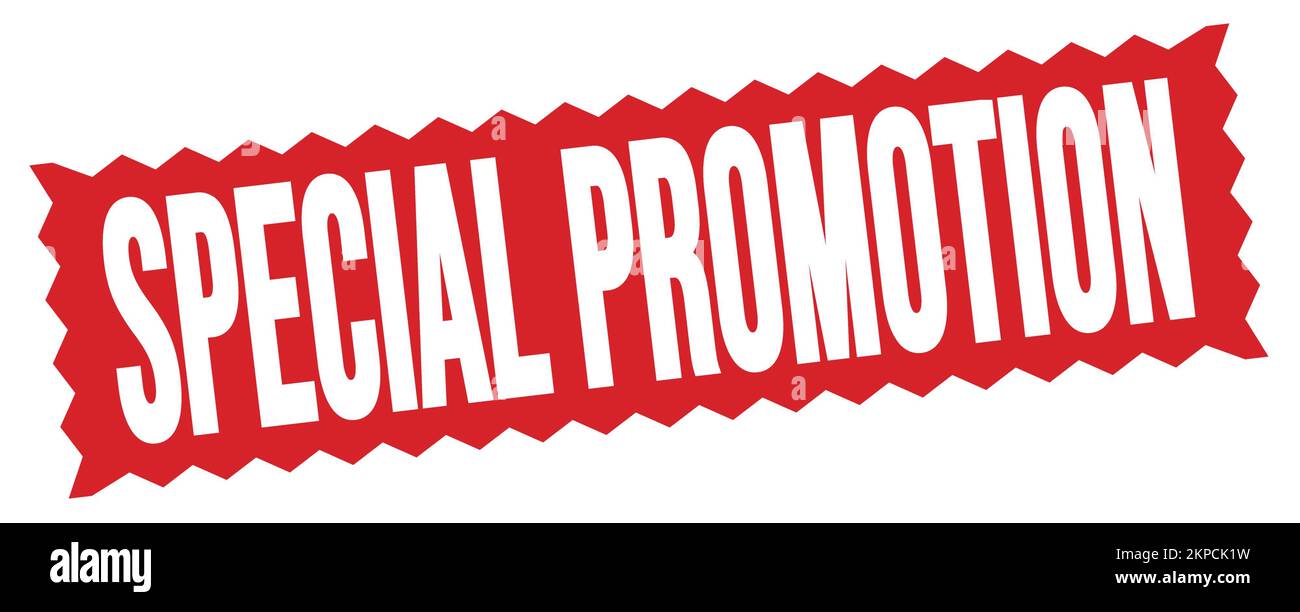 SPECIAL PROMOTION text written on red zig-zag stamp sign Stock Photo ...