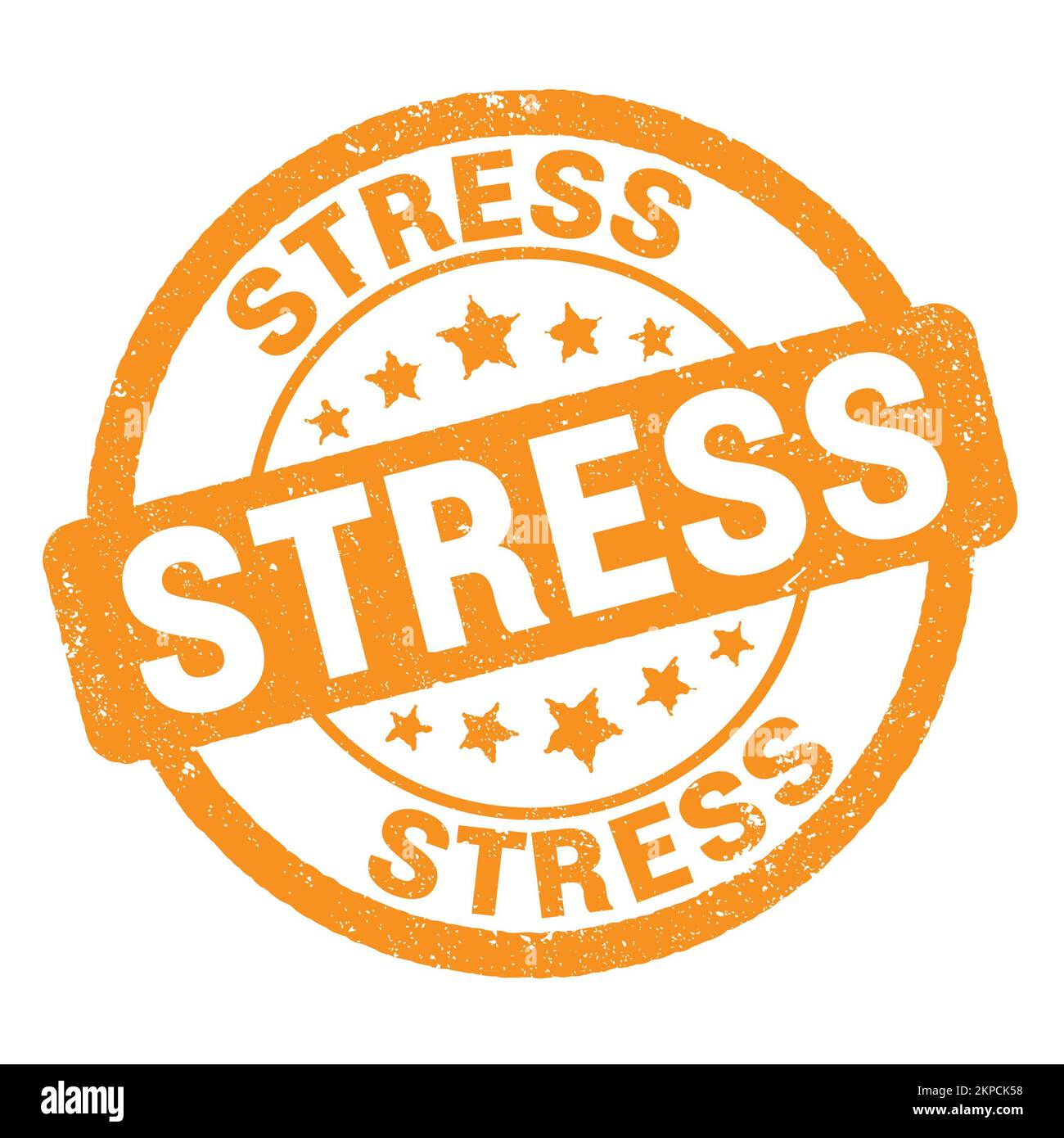 STRESS text written on orange grungy stamp sign Stock Photo - Alamy