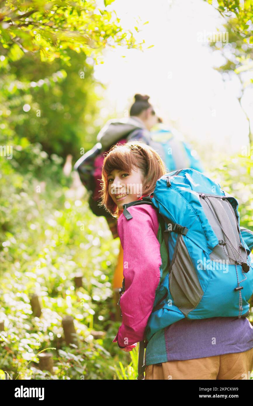 Japanese woman trekking Stock Photo - Alamy