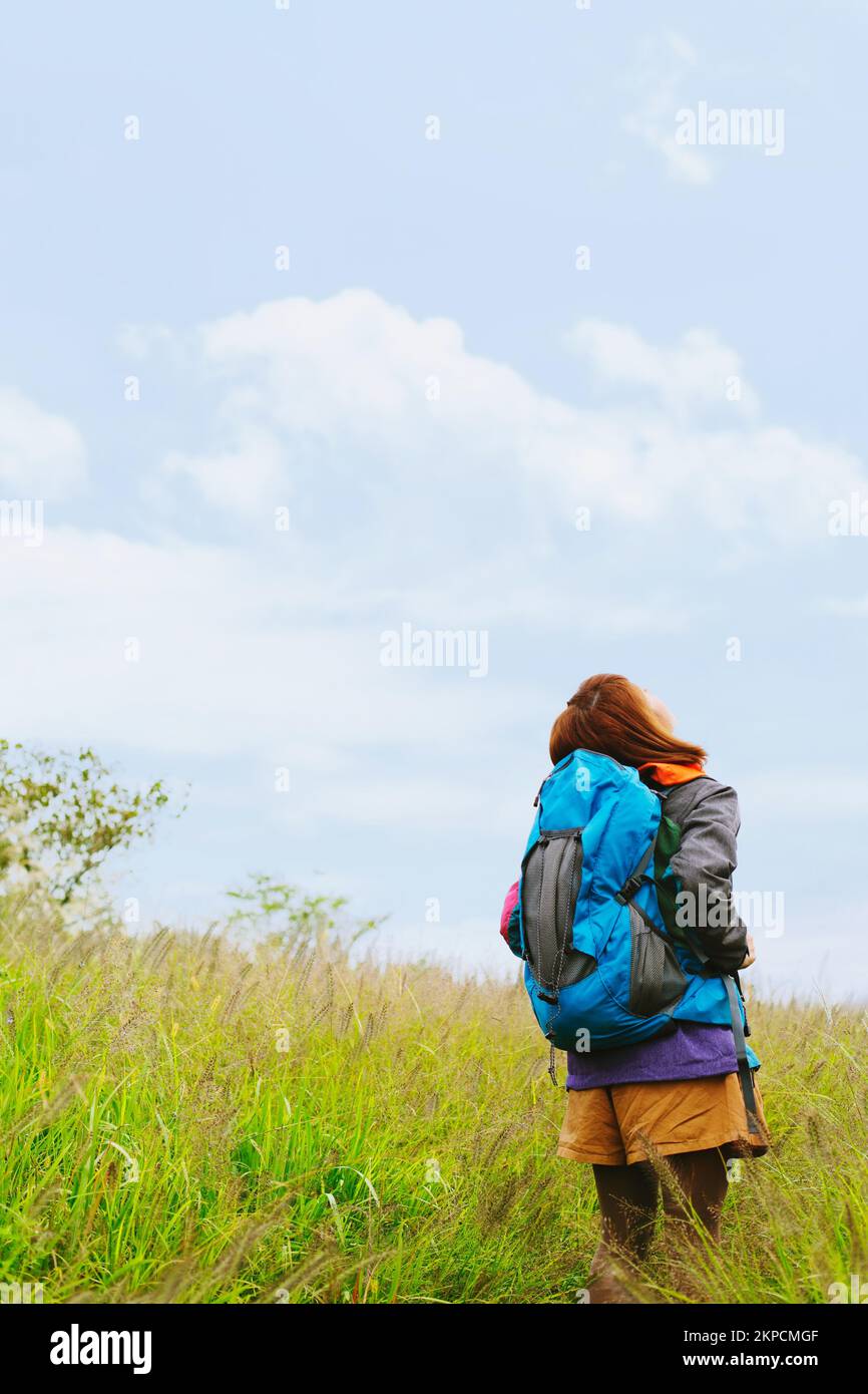 Japanese woman trekking Stock Photo - Alamy