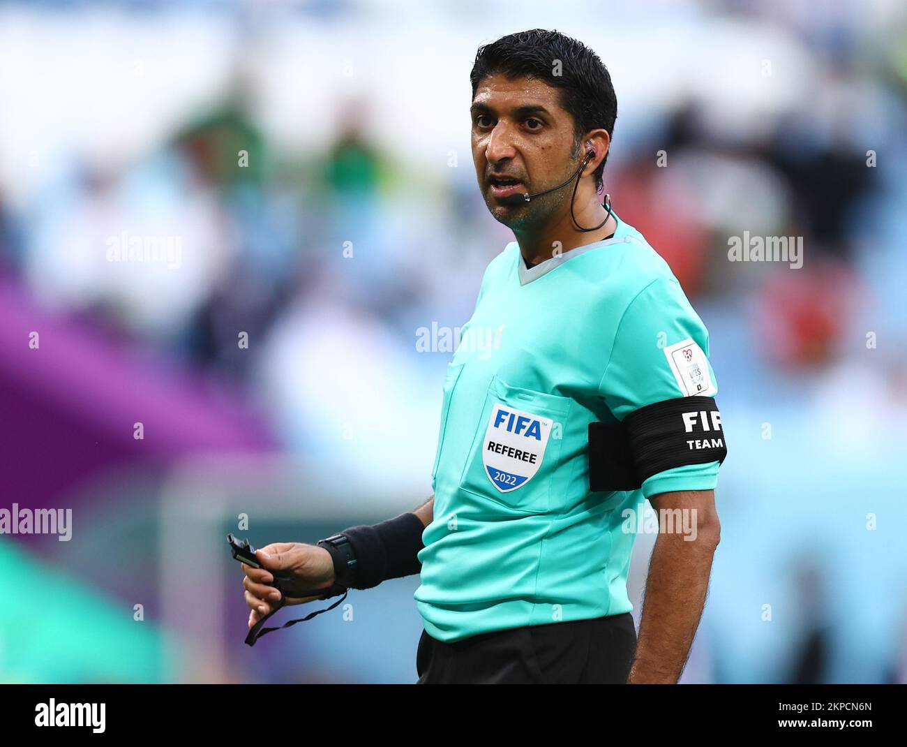 Al Wukair, Qatar. 28th Nov, 2022. Referee Mohammed Abdulla during the ...
