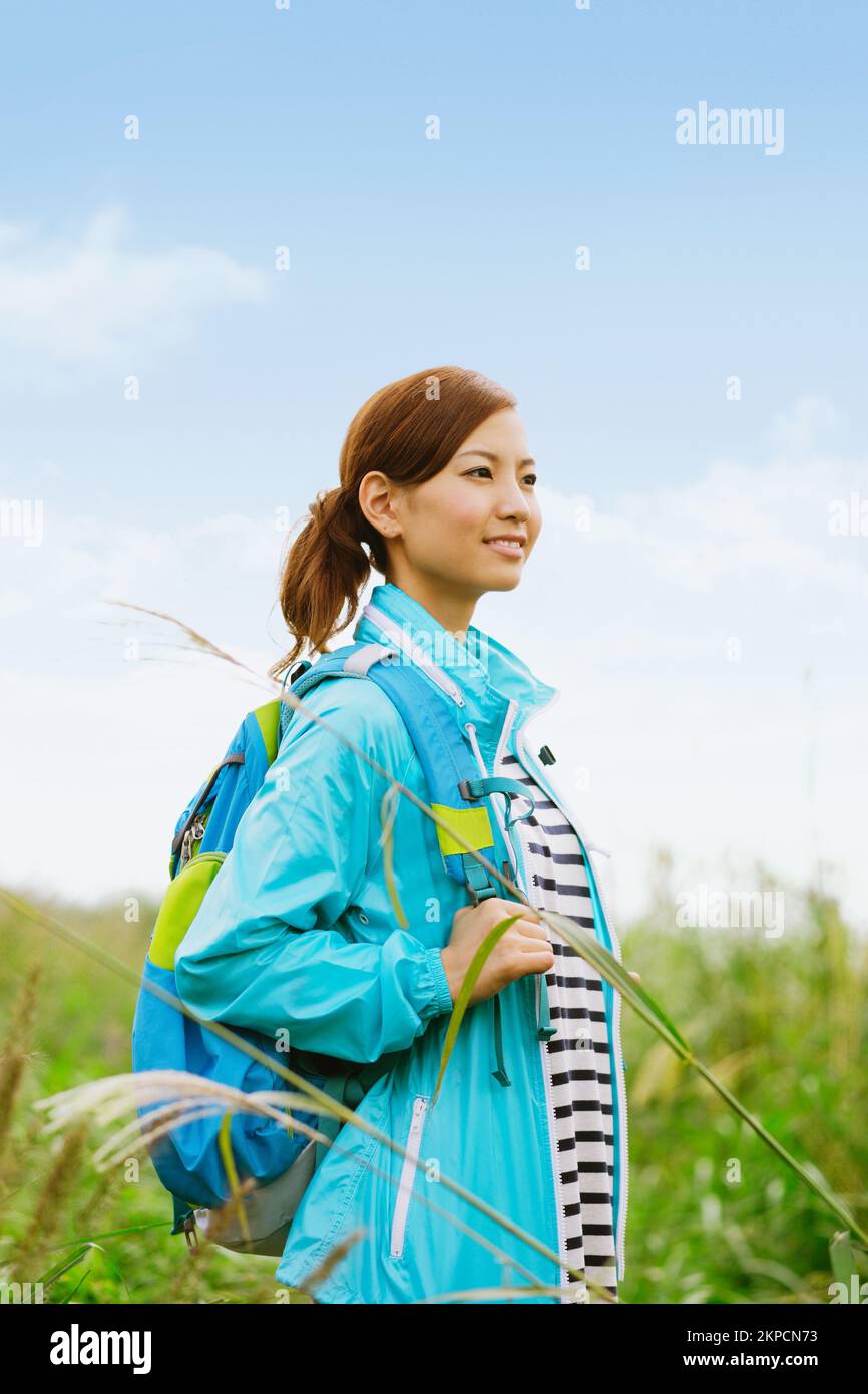 Japanese woman trekking Stock Photo - Alamy