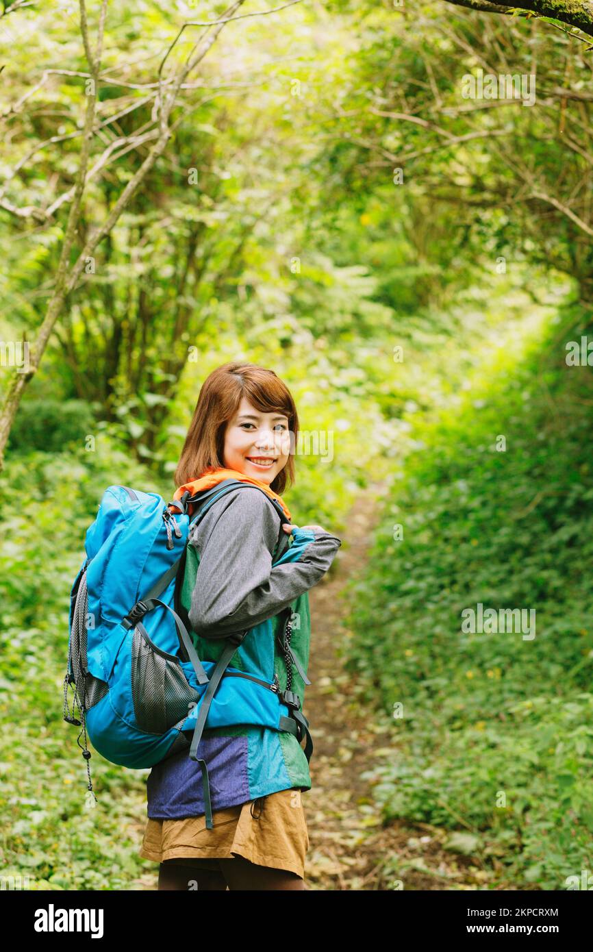 Japanese girl hiking Stock Photo - Alamy