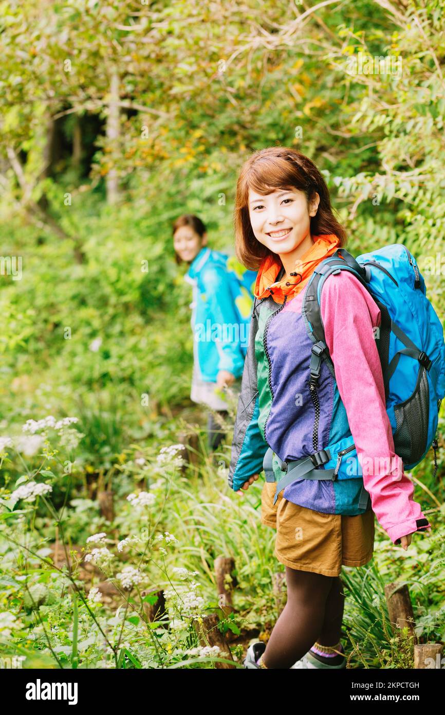 Japanese women trekking Stock Photo - Alamy
