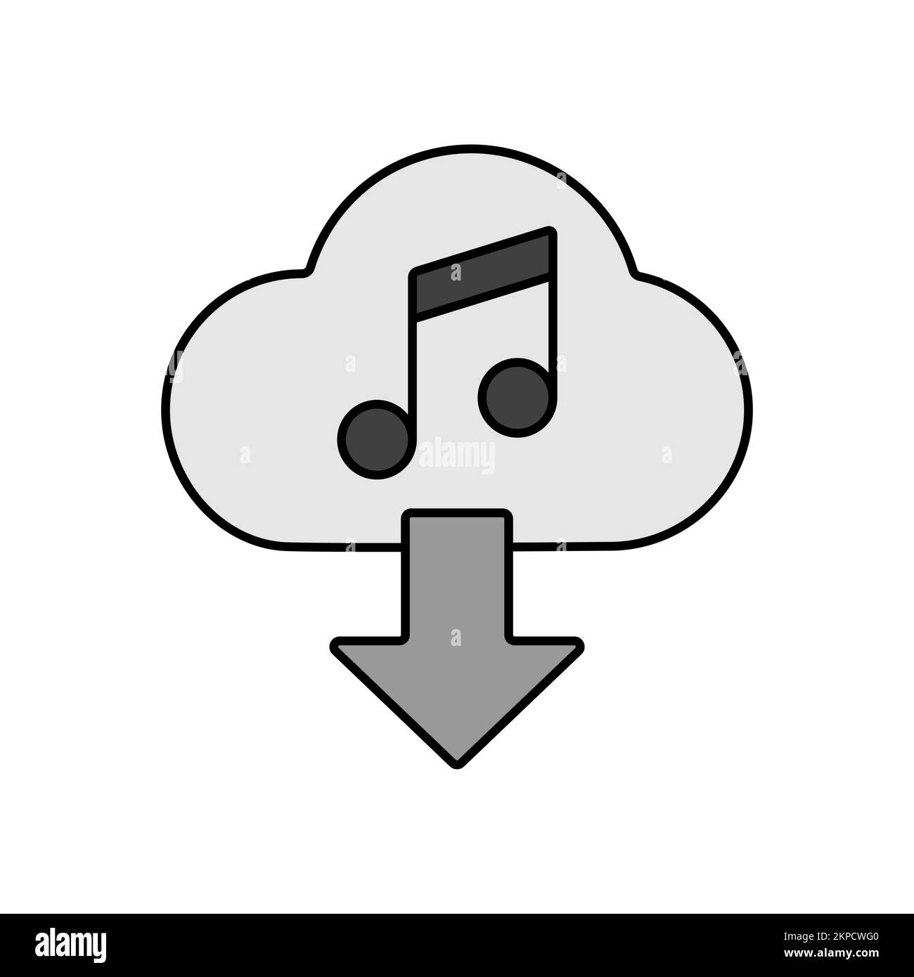 Cloud download music icon color vector grayscale icon. Music sign ...