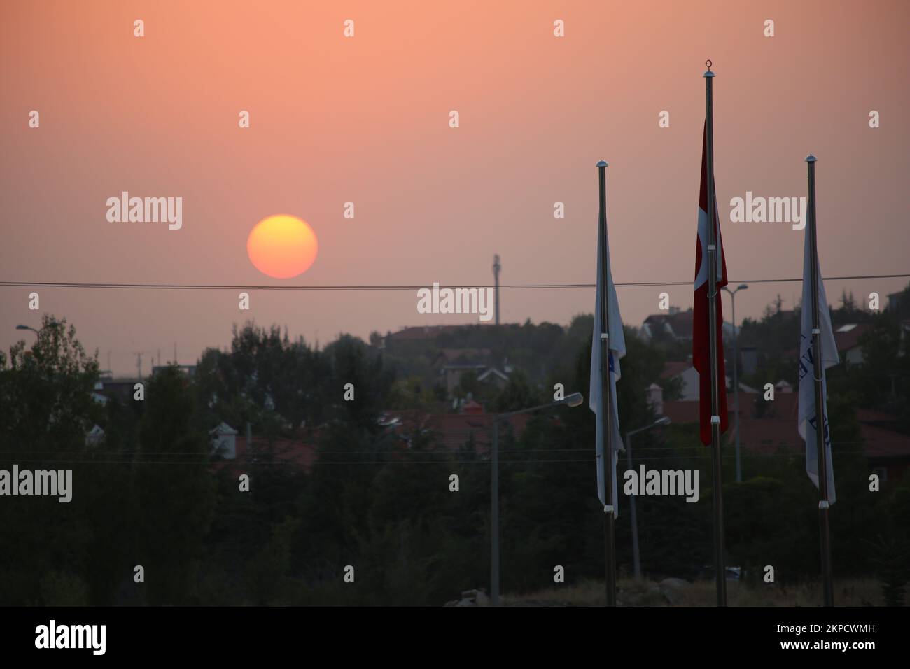 Turkish flag with sunset hi-res stock photography and images - Alamy