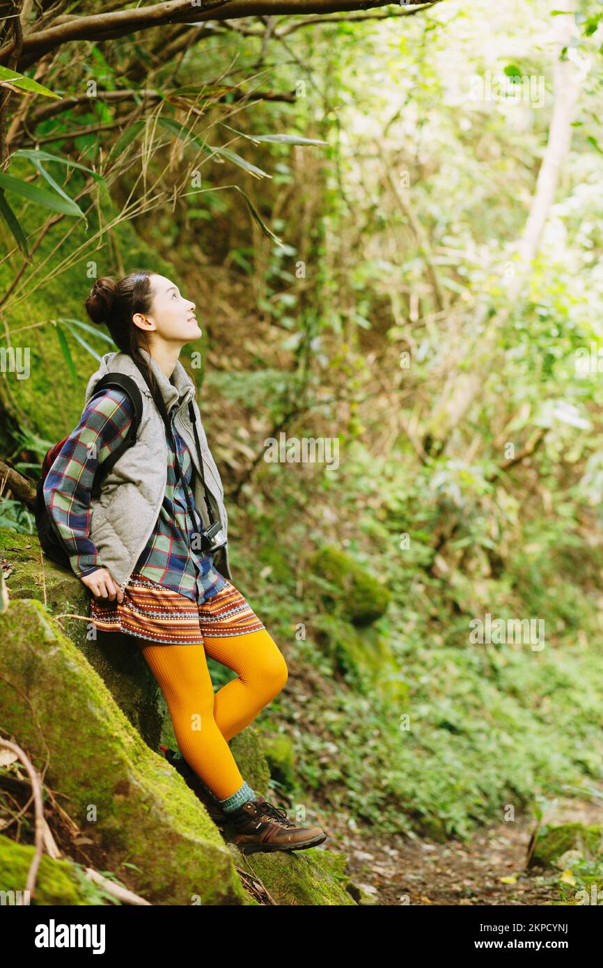Japanese woman trekking Stock Photo - Alamy