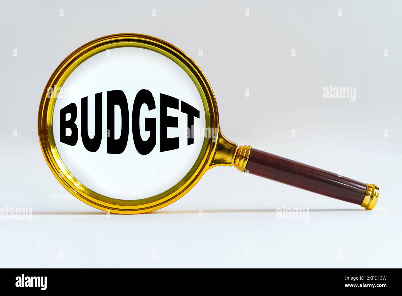 Finance and economics concept. Magnifier on a white background, inside ...