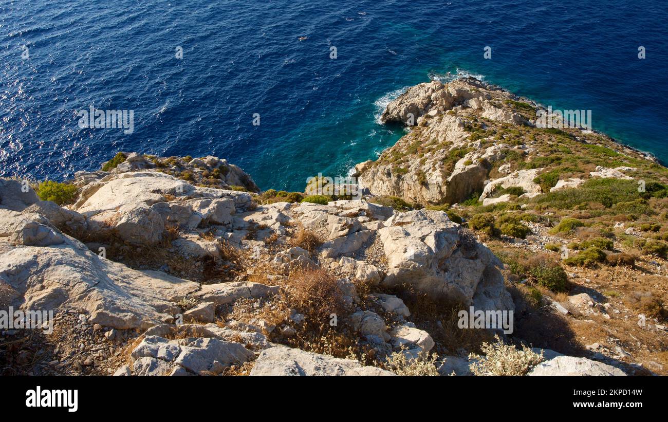 Southwestern tip of Turkey. Sunset from the ancient city of Datca Knidos. Yazikoy village harbor ...