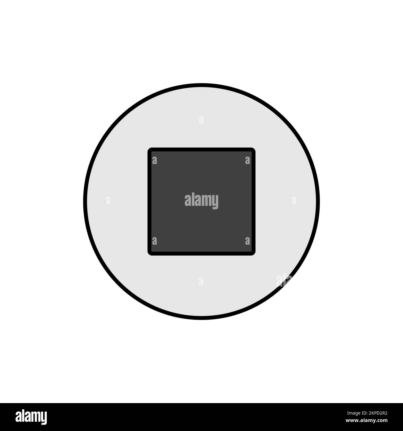 Stop button flat color vector grayscale icon. Graph symbol for music ...