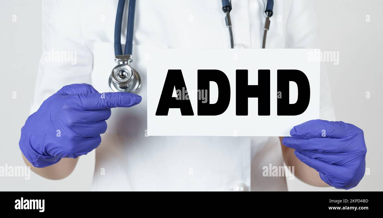 Medicine and health concept. The doctor points his finger at a sign ...