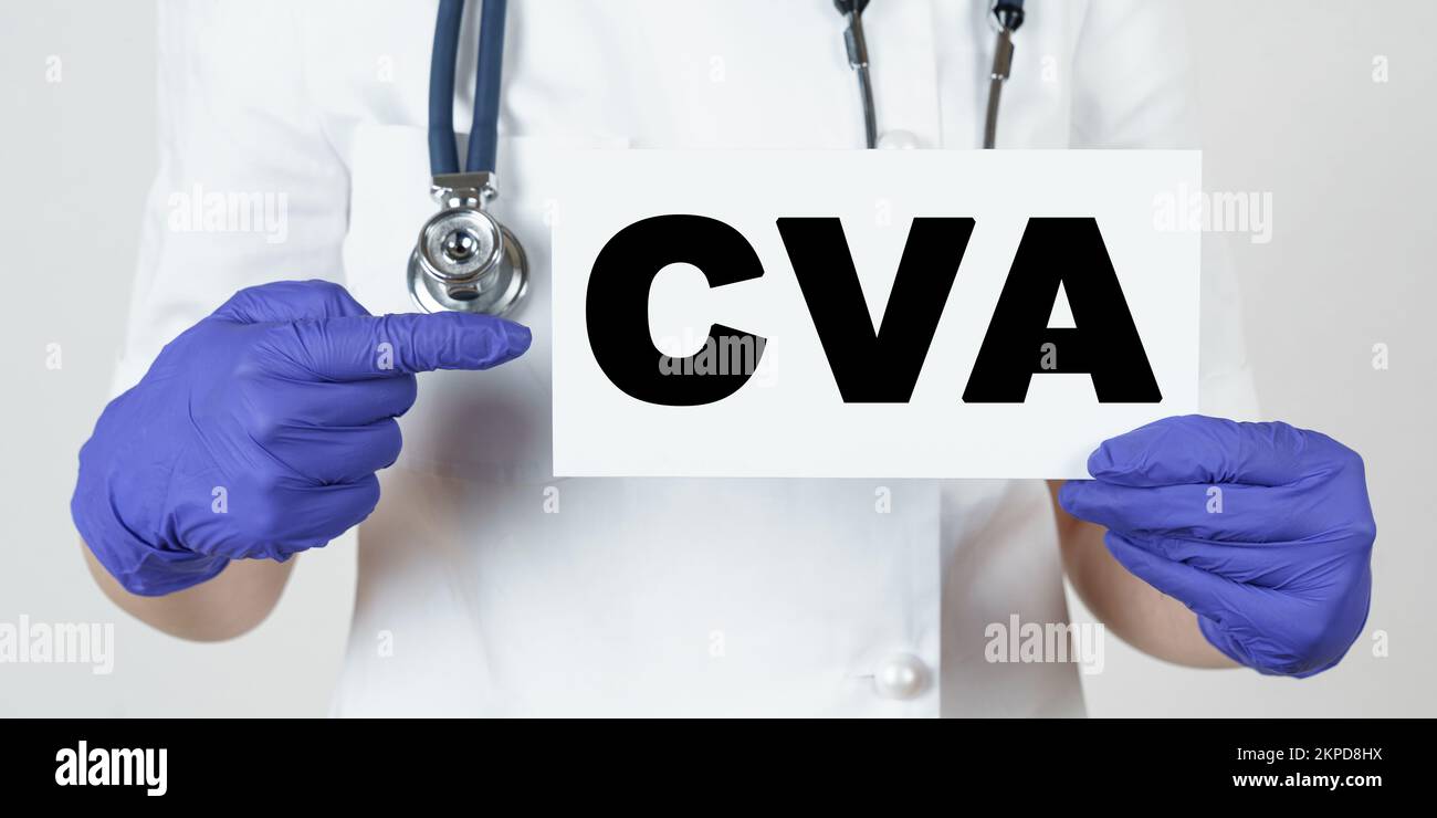 Medicine and health concept. The doctor points his finger at a sign ...