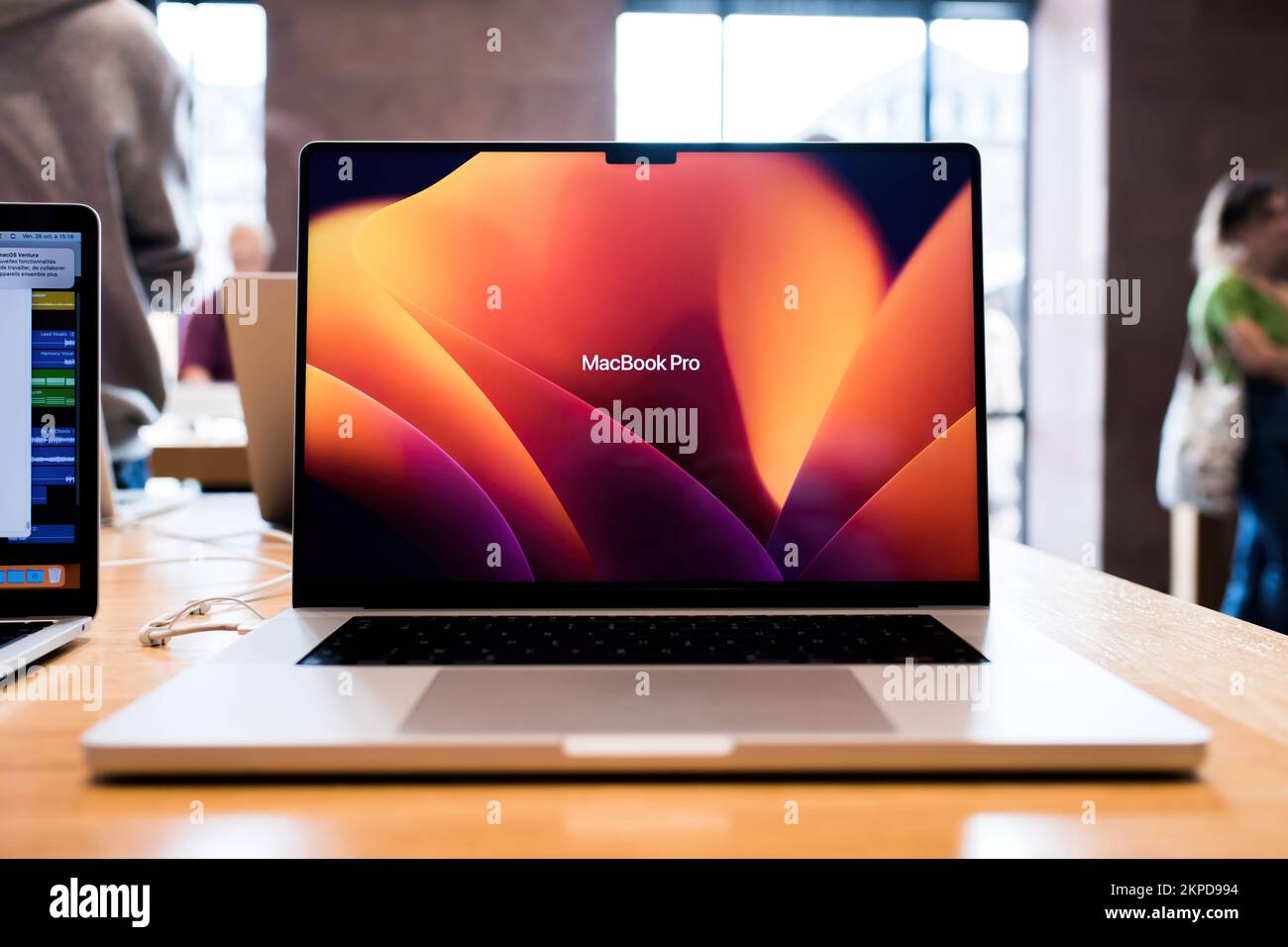 Paris, France - Oct 28, 2022: Front view of new powerful Apple ...