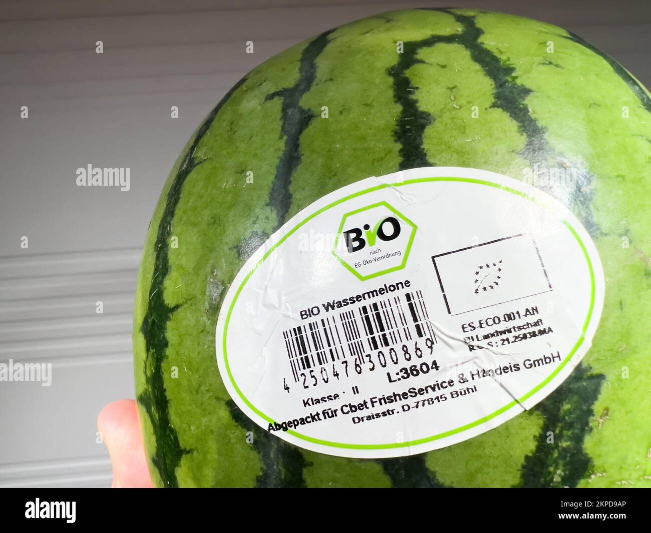 Frankfurt, Germany - Oct 8, 2022: Close-up of Bio Wassermelone organic ...