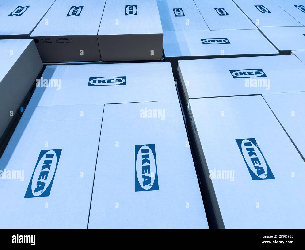 Paris, France - Oct 26, 2022: Blue color cast over multiple Ikea ...