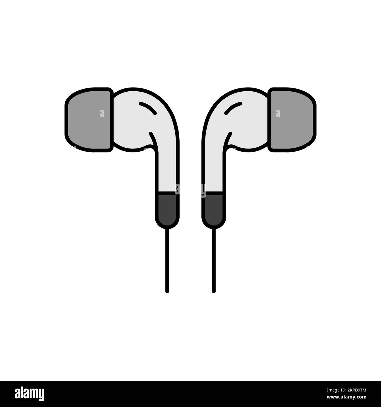 Earbuds headphone color vector grayscale icon. Music sign. Graph symbol ...