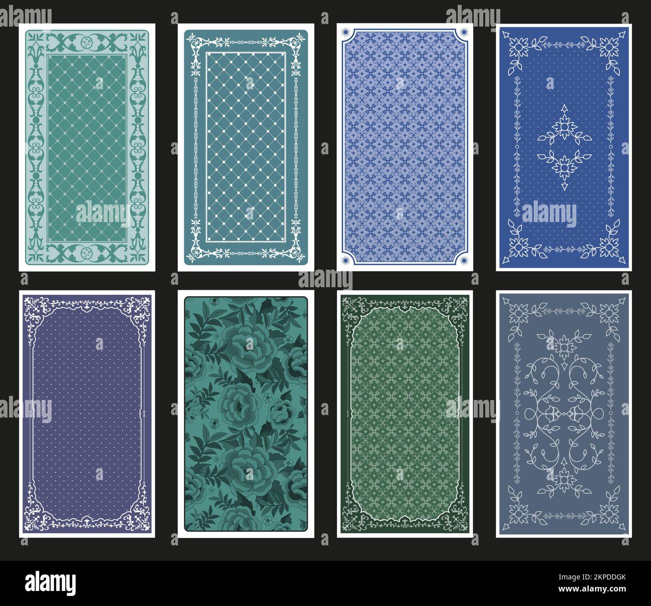Set Of Tarot Back Cards Vintage Gothic Or Victorian Style Decorated