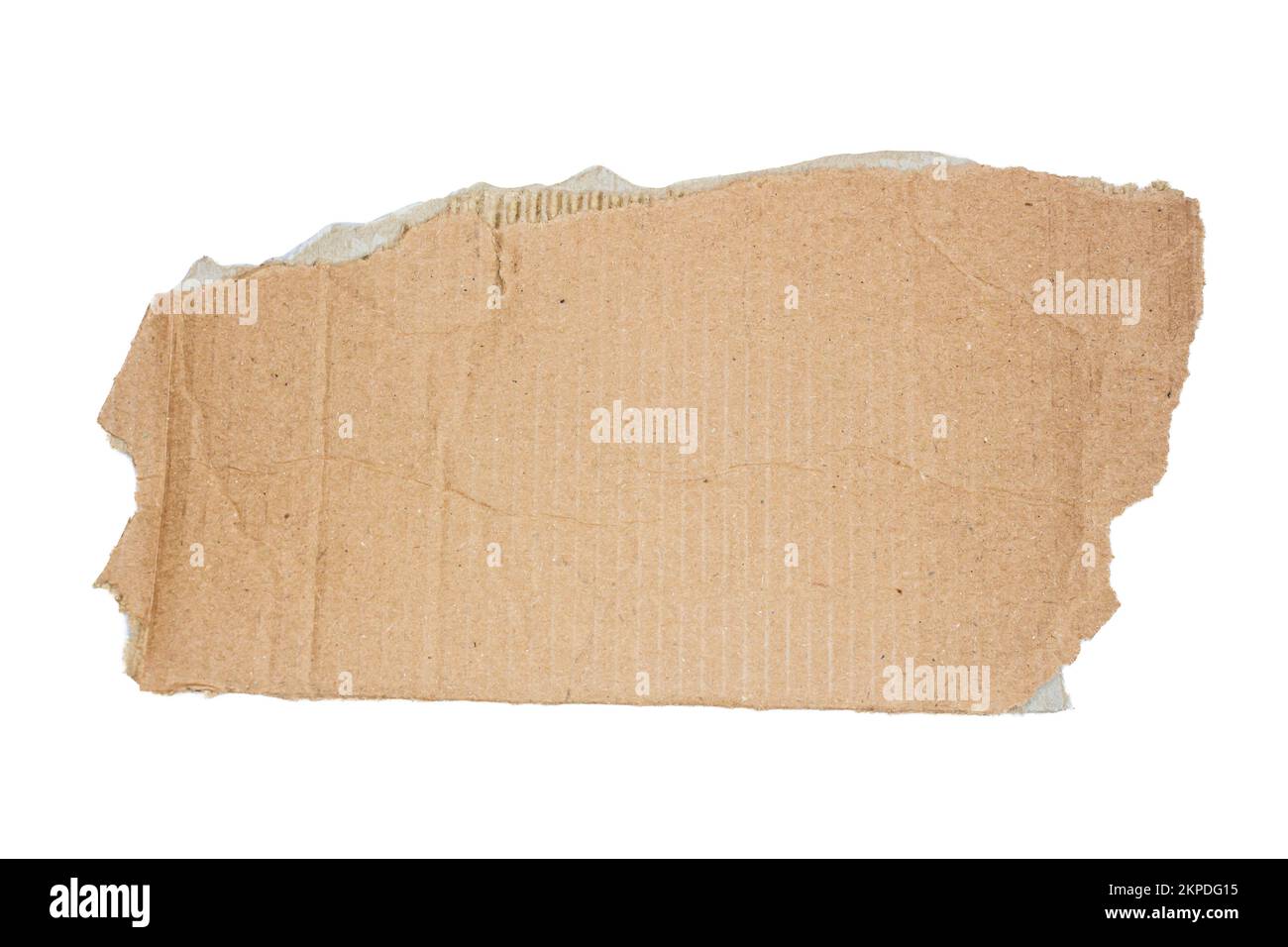 Cardboard piece isolated on white background. Top view of torn ...