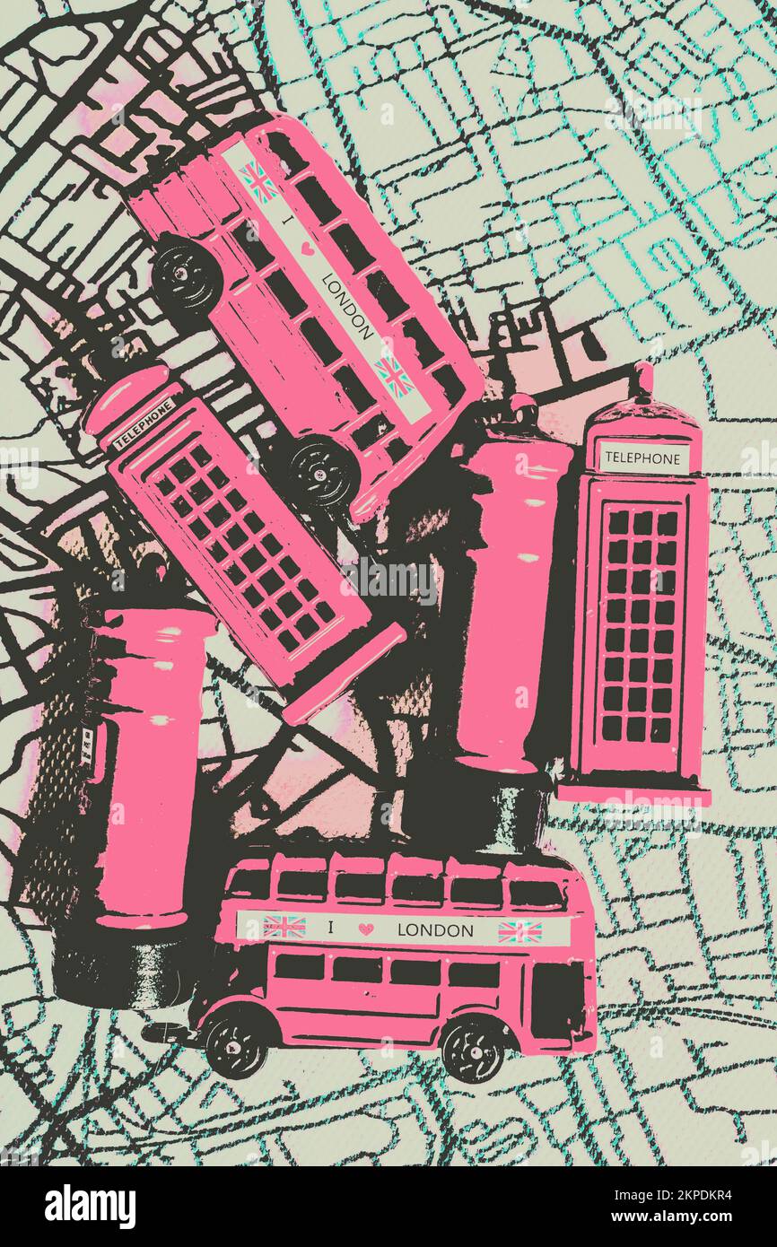 Posterized pop art on a collection of European insignia from ...