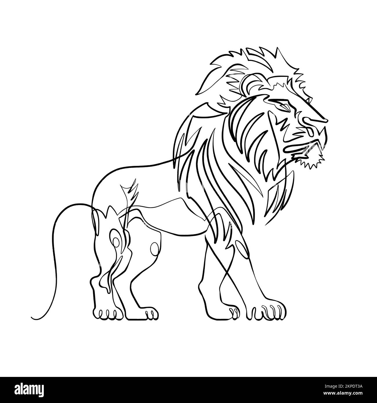 The lion stands, side view, vector in one line Stock Vector Image & Art ...