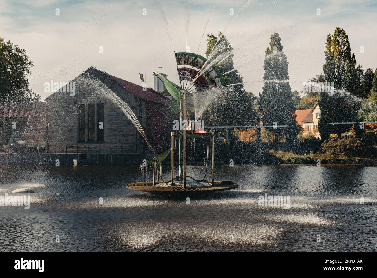 City fountain in Old European City Bietigheim-Bissingen In Germany. the ...