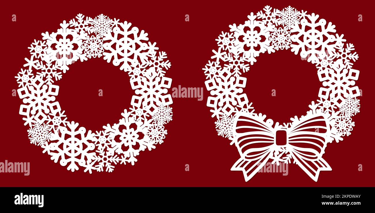 Template for laser cutting. Christmas wreath of snowflakes. Vector ...