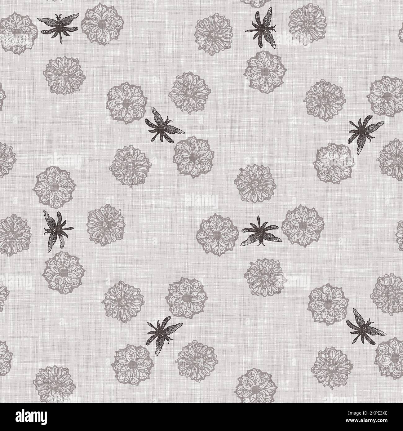 Farmhouse grey butterfly seamless pattern. Rustic French wildlife for ...