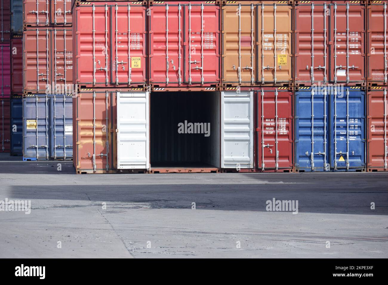 container stack in the container yard Stock Photo - Alamy