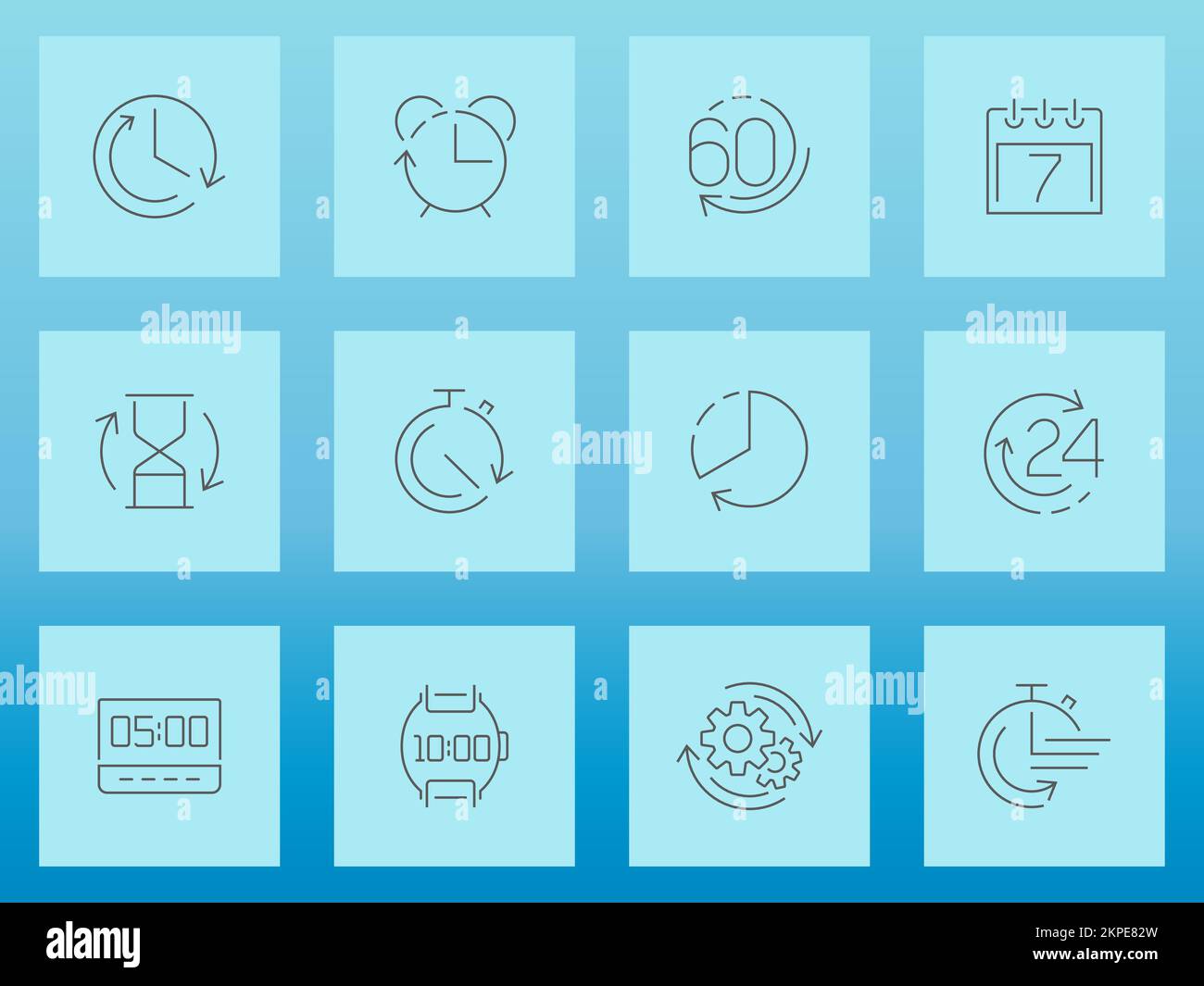 Collection Of Time And Clock Line Icons Vector Interface Icon Set