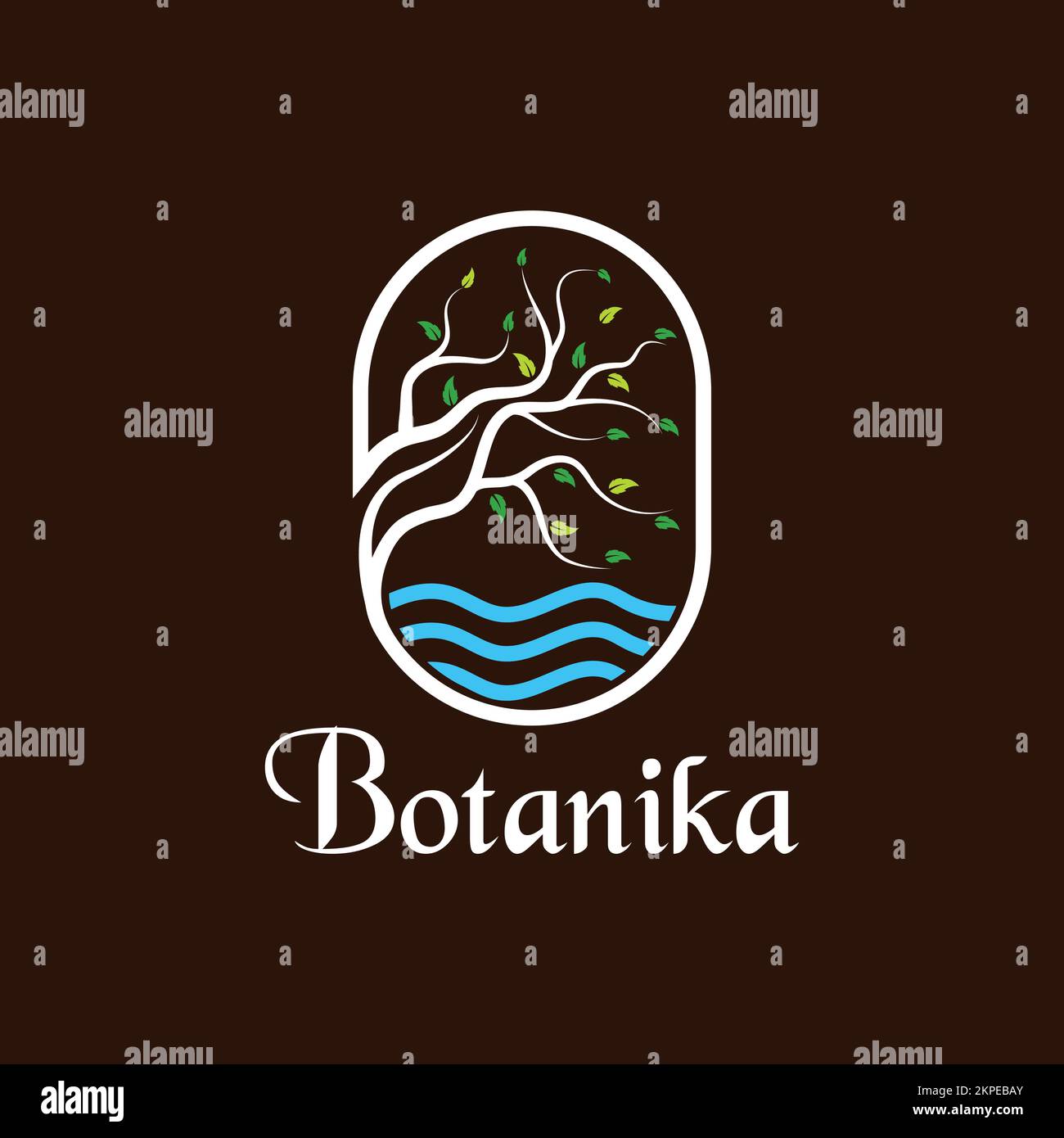Botanic Logo Nature Green Tree Leaf River Illustration Beauty Branding ...