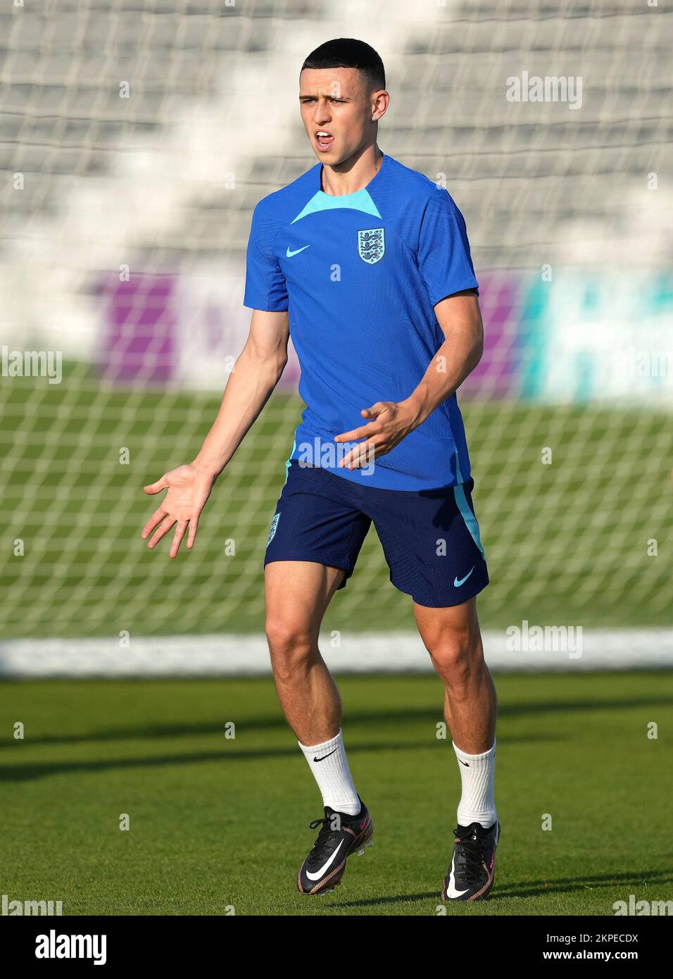 England's Phil Foden during a training session at the Al Wakrah Sports ...