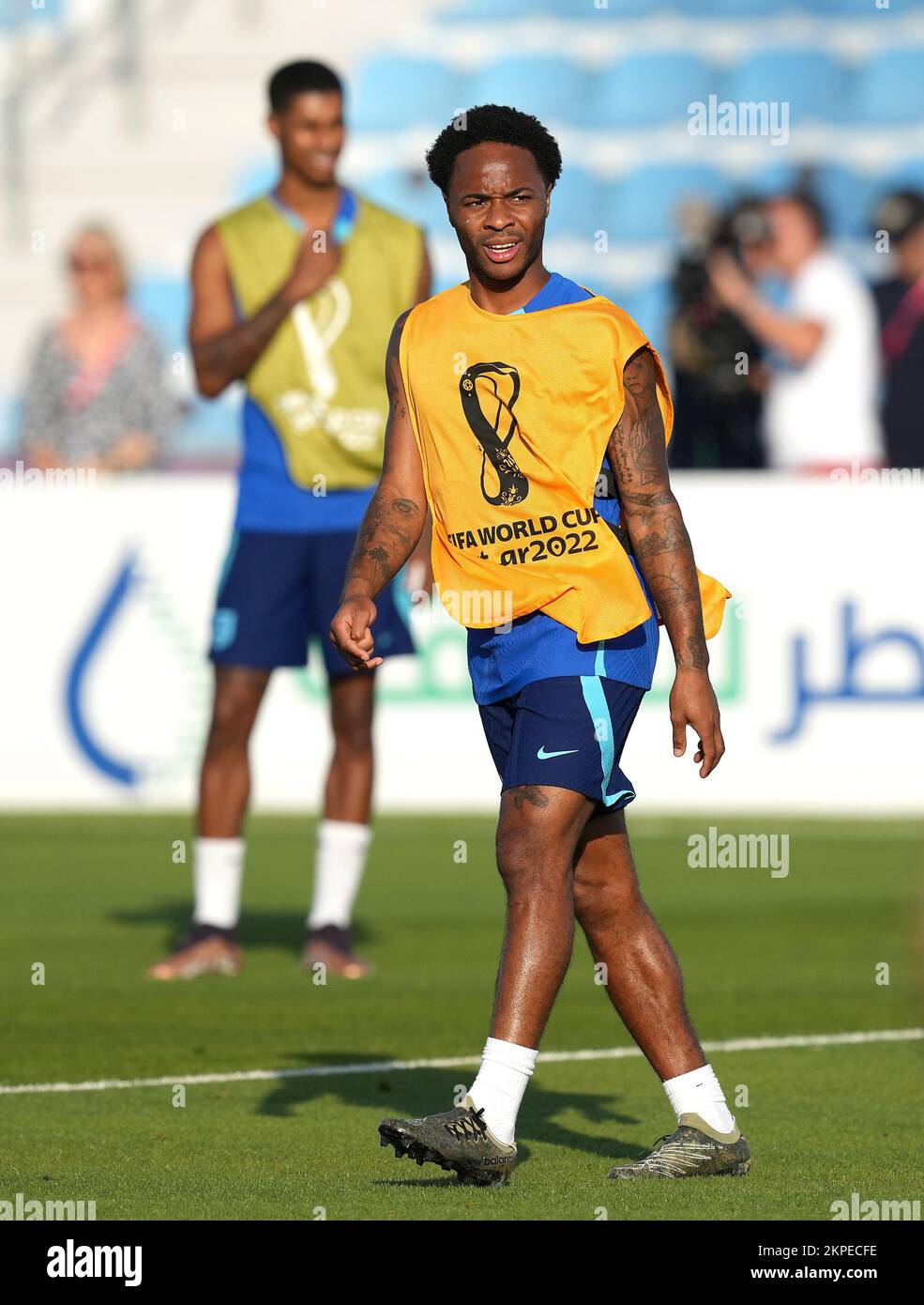 England's Raheem Sterling during a training session at the Al Wakrah ...