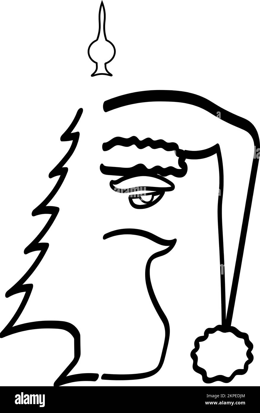 Stylized drawing of a half Christmas tree with the comet star on it and ...