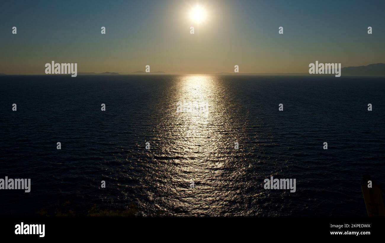 Southwestern tip of Turkey. Sunset from the ancient city of Datca Knidos. Yazikoy village harbor ...