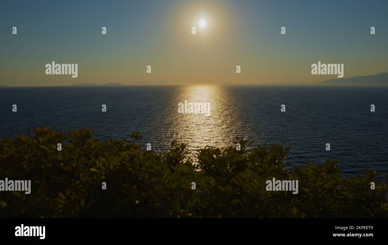Southwestern tip of Turkey. Sunset from the ancient city of Datca Knidos. Yazikoy village harbor ...