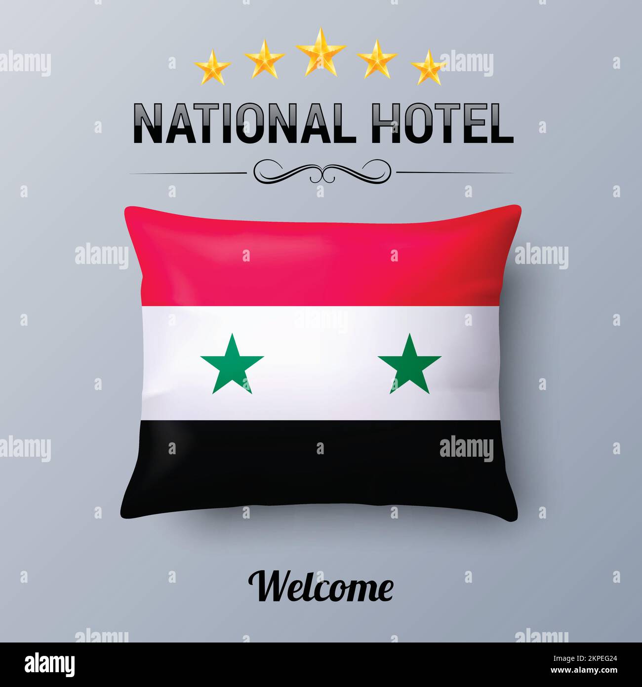 Realistic Pillow and Flag of Syria as Symbol National Hotel. Flag ...