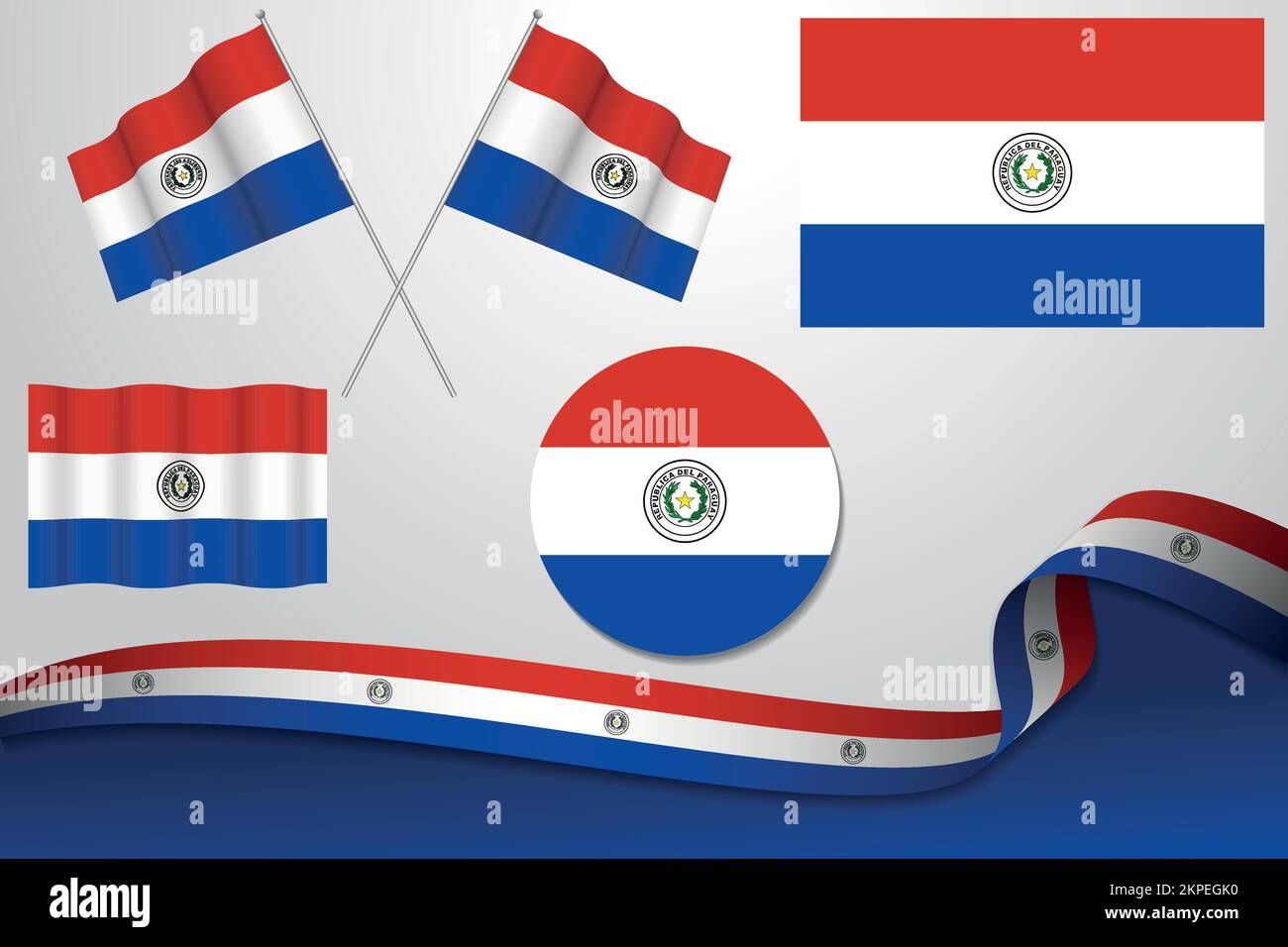A set of Paraguay flags in different designs - perfect for background ...