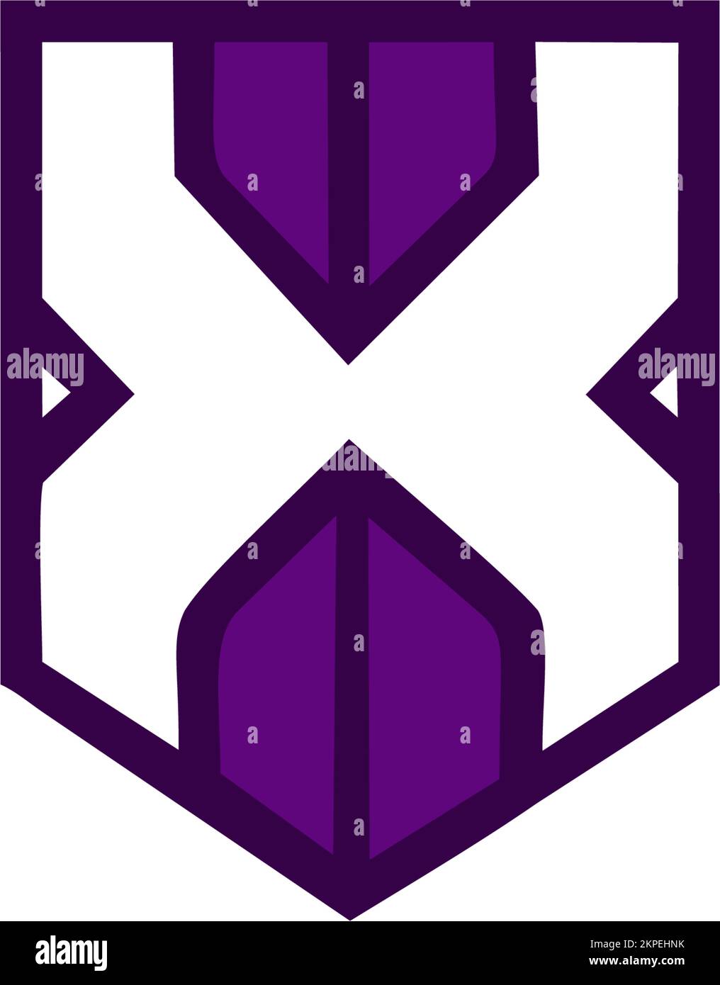 A vector logo design in a shape of the purple letter X isolated on a ...
