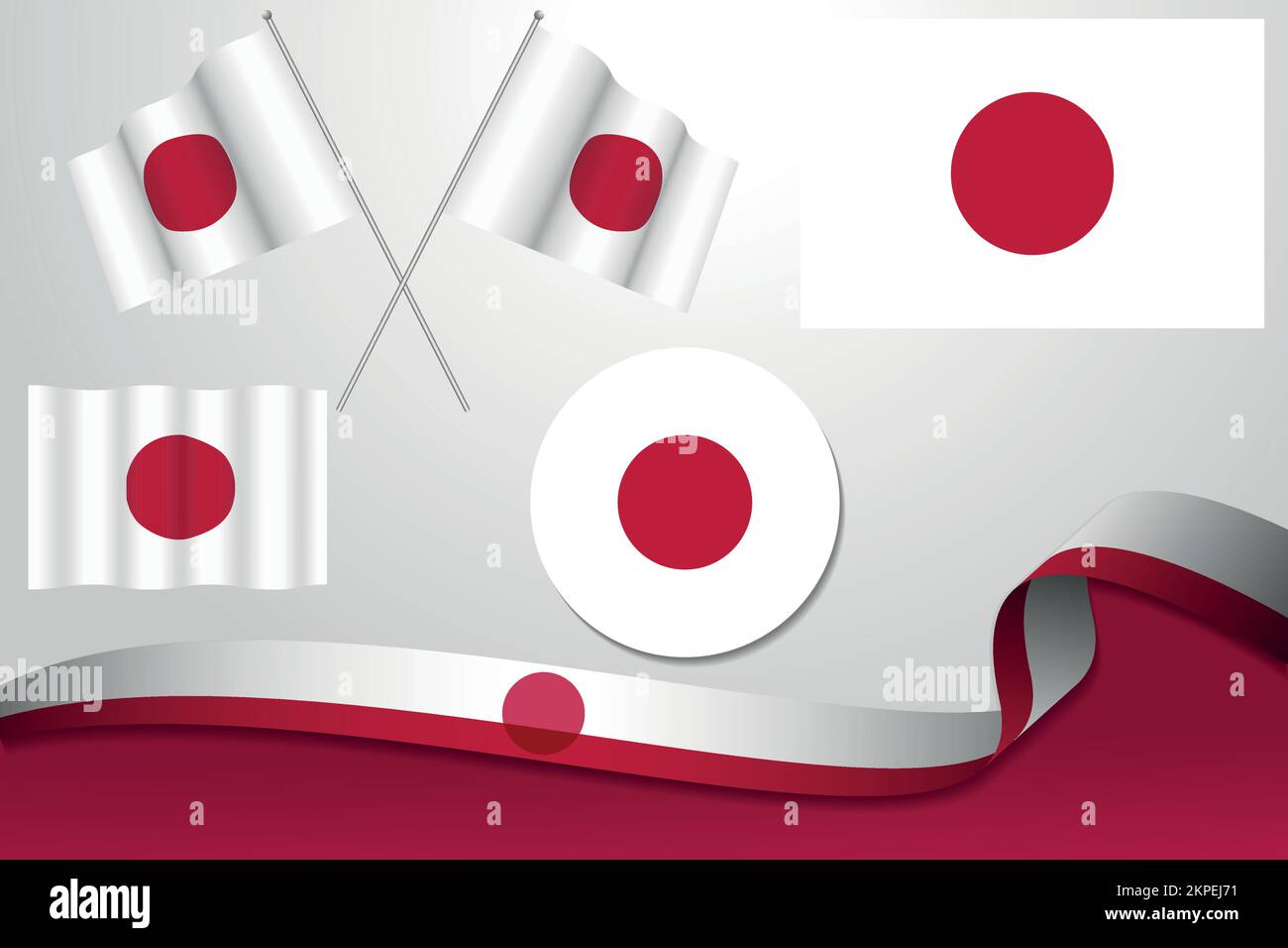 A set of Japan flags in different designs - perfect for background ...