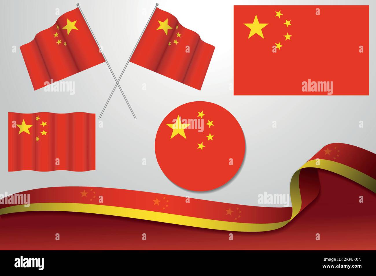 A set of China flags in different designs - perfect for background ...