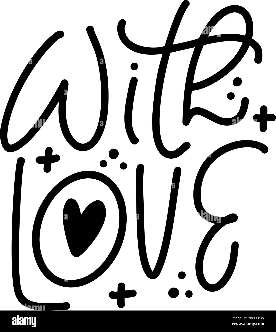With love vector monoline hand lettering positive calligraphy quote ...