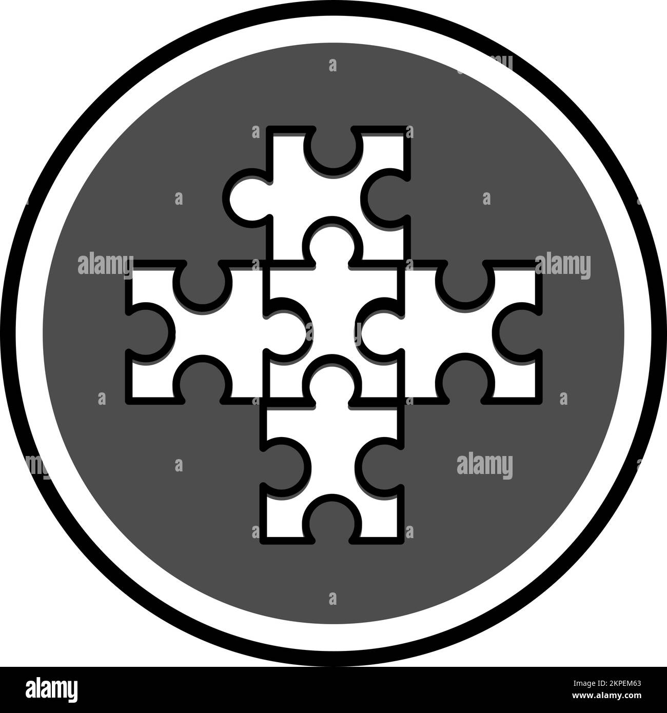 Four simple jigsaw puzzle Black and White Stock Photos & Images - Alamy