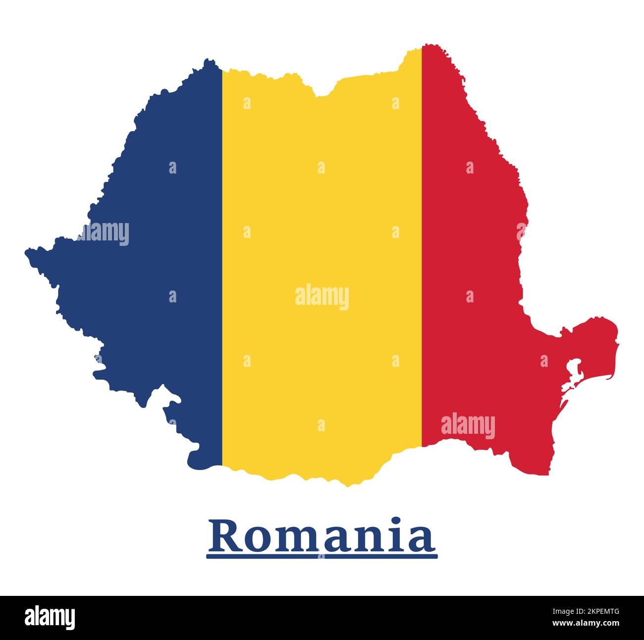 A Romania national flag map design on a white background Stock Vector ...
