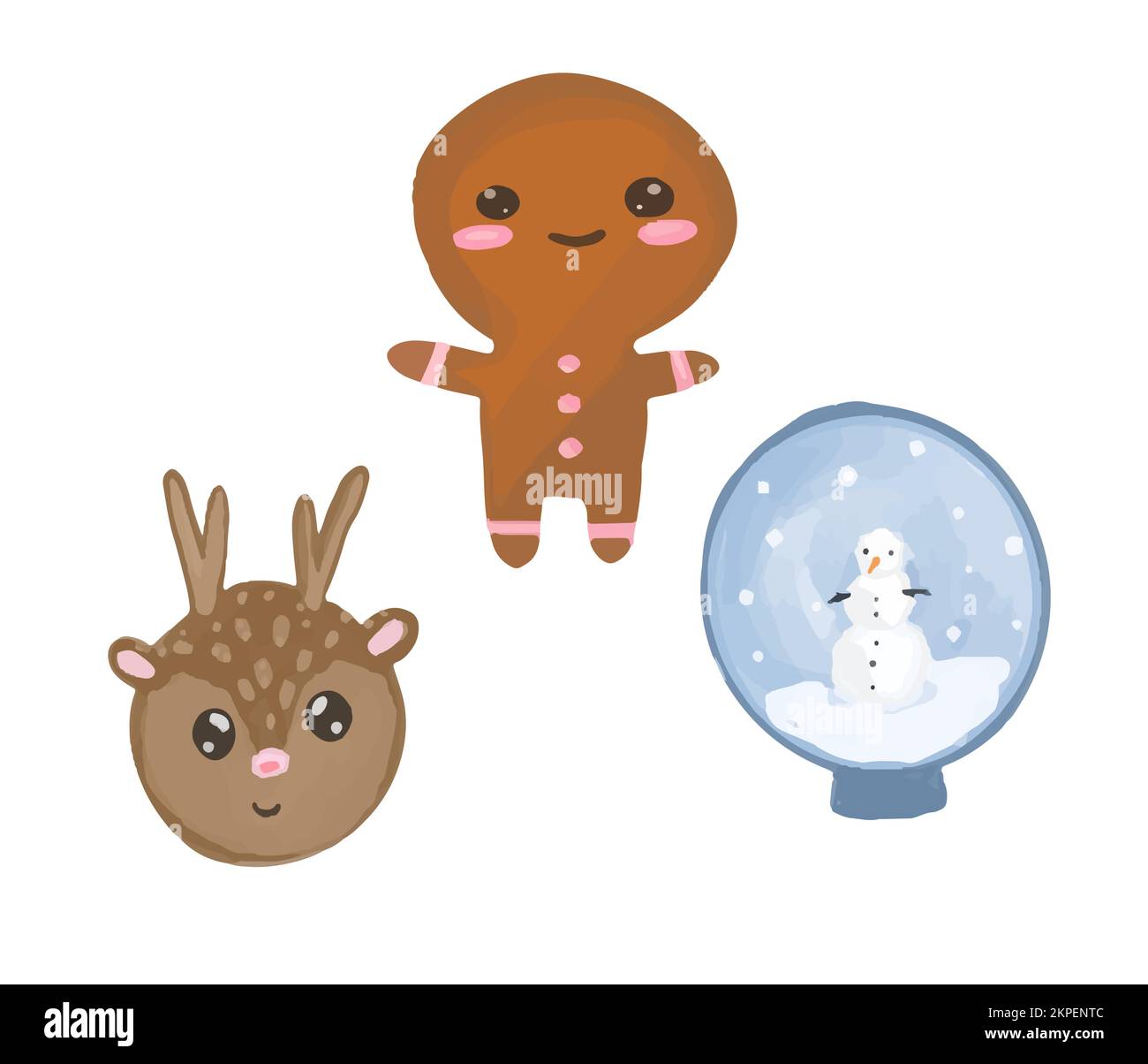 Christmas gingerbread cookies. Mitten, man, snowflake, tree, house. 3d ...