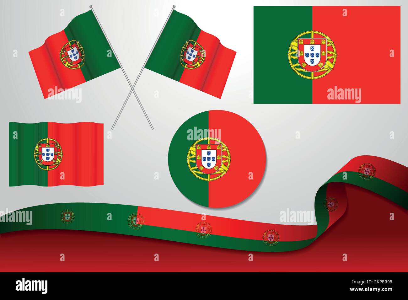 A set of Portugal flags in different designs - perfect for background ...